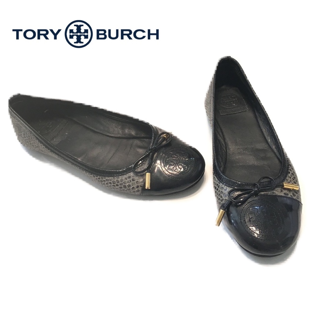 Tory Burch Smoke Roccia/Black Verbena Snake Flats - Gem
